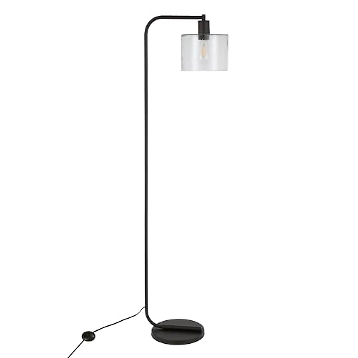 Cadmus 57" Tall Floor Lamp with Glass Shade in Blackened Bronze/Seeded