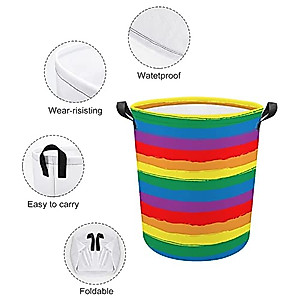 Graffiti Rainbow LGBT Gay Pride Large Laundry Basket Hamper Bag Washing with Handles for College Dorm Portable