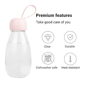 emoi BPA Free Water Bottle, 12oz/360ml Cute Water Bottle with Carrying Strap, Ideal for Kids Boys Girls Students Women Healthy Hydration-Pink