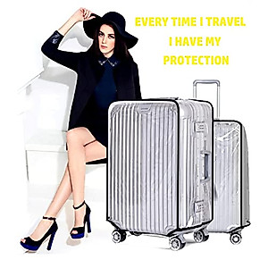 FABULWAY 3PCS Clear PVC Suitcase Cover Protectors Transparent Luggage Cover Waterproof Wheeled Suitcase Dust Cover Dustproof Travel Luggage Sleeve Protector 20"+24"+28"(3PCS)