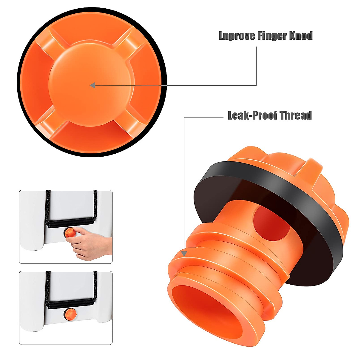 Honoson Cooler Drain Plugs Replacement Compatible with Most Rotomolded Coolers Including Most Major Brands Drain Plugs with Leak-Proof Design (Orange)