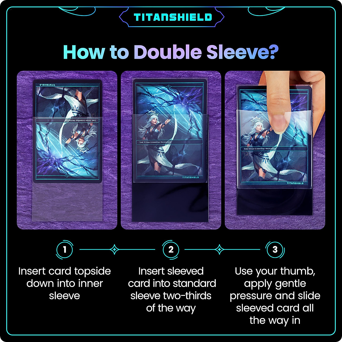 TitanShield 1000 Premium 60-Microns Ultra Clear Standard Size Perfect Exact Fit Inner Card Sleeves. Perfect for Double-sleeving and Compatible with Pokemon Cards MTG Magic The Gathering Lorcana