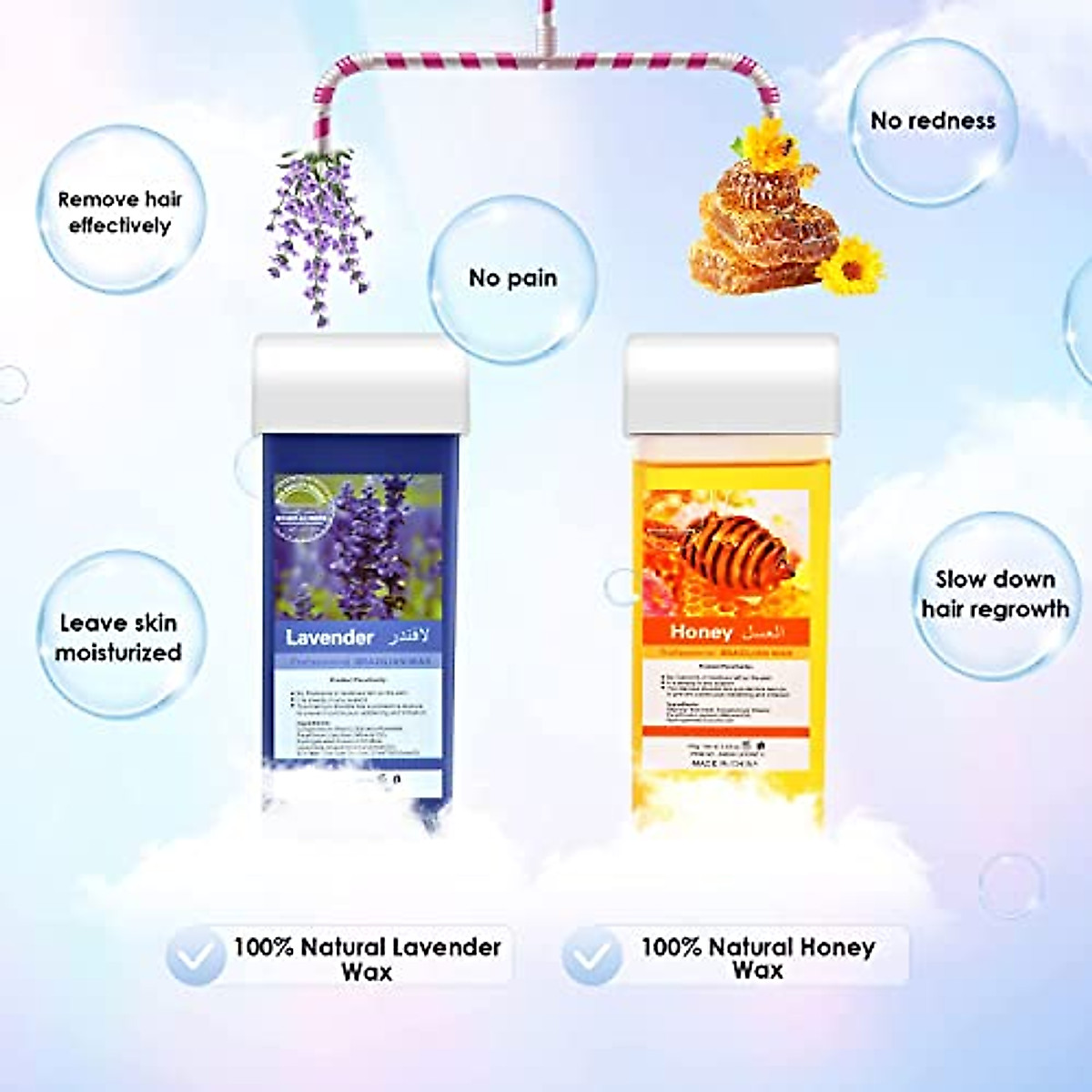 Xaninp Roll on Wax,Wax Warmer for Hair Removal,Wax Roller Kit for Arms Legs Hands Toes Back Chest Heated Roller Kit (blue)