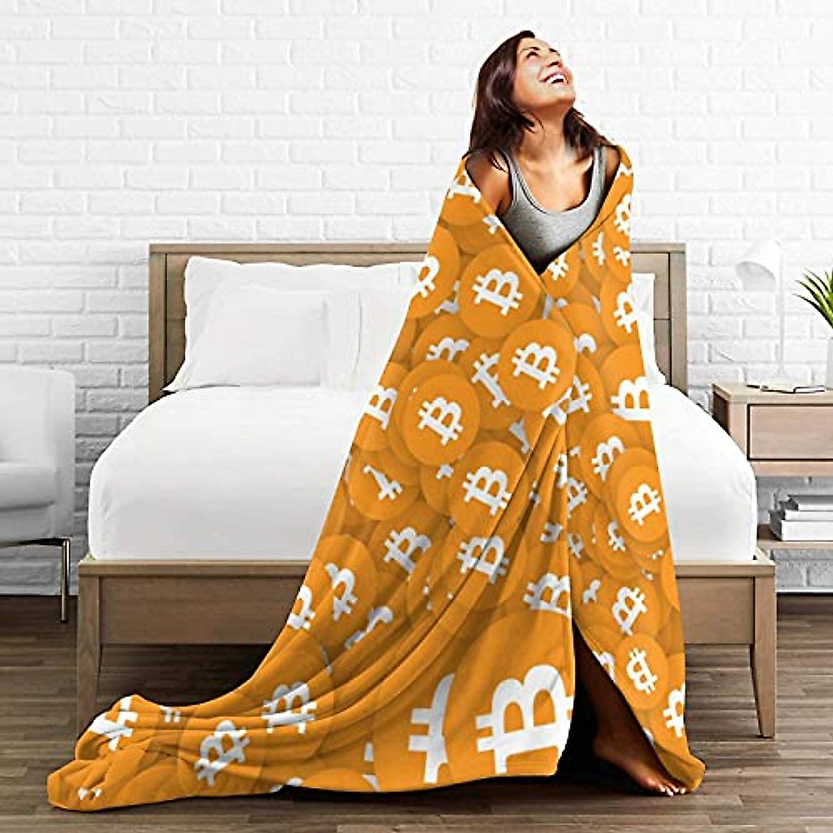 Throw Blanket Bitcoin Ultra-Soft Micro Fleece Blanket for Couch Sofa Bed Living Room 50"X40"