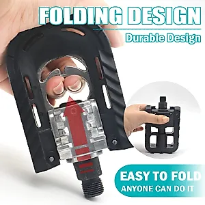 Bike Pedals, Folding Bike Pedals Universal 9/16'' with Reflective Strips | Aluminum | Non-Slip | Waterproof | Wide Flat Cycling Foldable Pedals for Ebike, Urban Commute, MTB Bikes