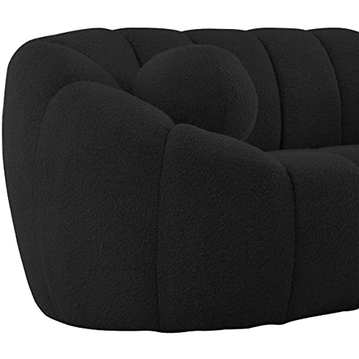 Meridian Furniture 644Black-S Elijah Collection Modern | Contemporary Boucle Fabric Upholstered Sofa, Black, 93.5" W x 34" D x 31" H