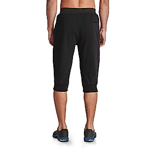 MAGCOMSEN Mens Capri Joggers with Zipper Pockets 3/4 Sweatpants Knee Length Shorts Running Shorts Training Shorts Capri Shorts Workout Pant for Men