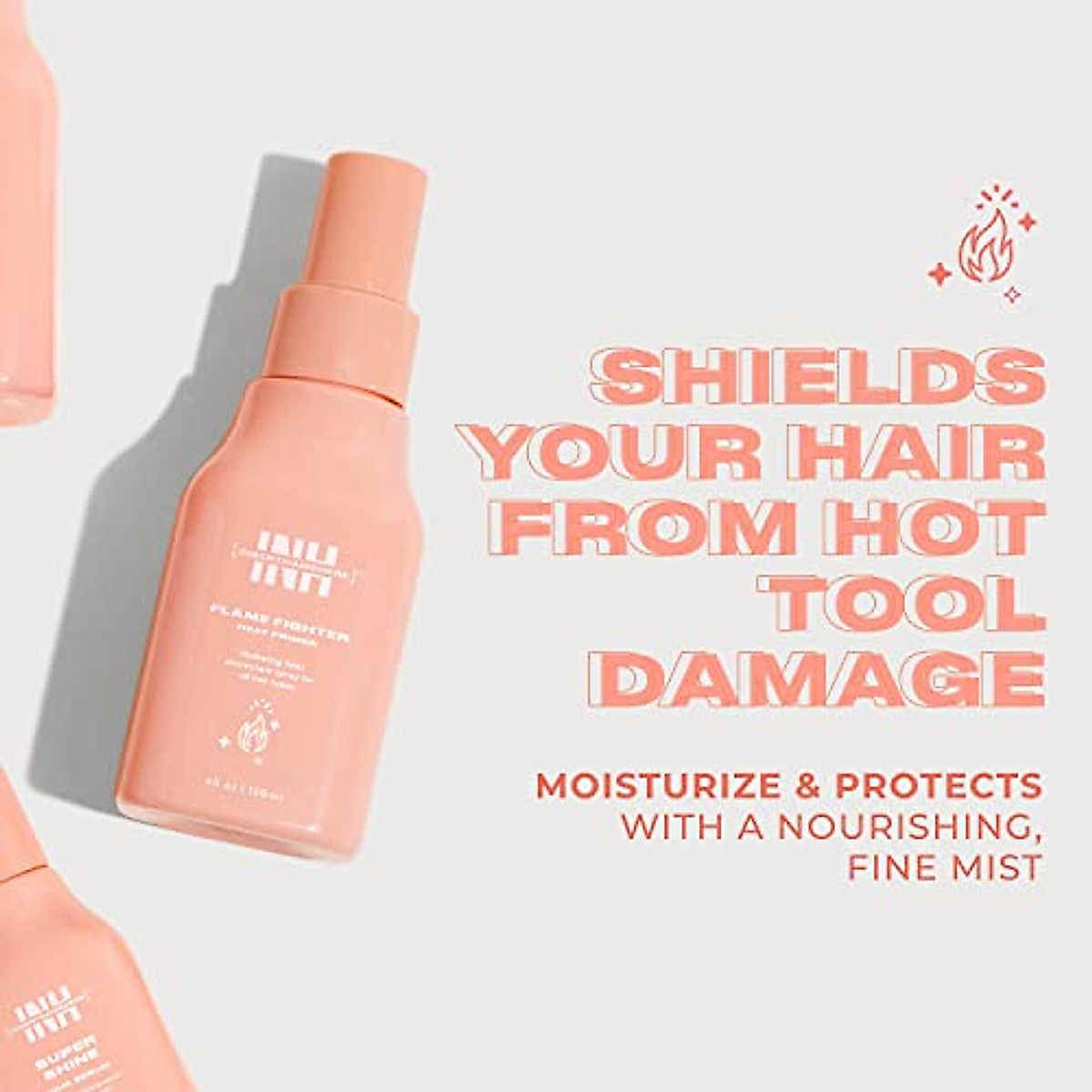 INH Flame Fighter Heat Primer | Hydrating Heat Protectant Spray for Hair with Grapeseed Oil, Acai Berry, and Green Tea | Serum Spray for Hair Styling Heat Protection