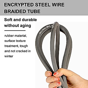 Heliwoo Pressure Washer Whip Hose 5FT, 3/8'' Hose Reel Connector Hose for Power Washer, 248°F Hot Water Jumper Hose with 3/8'' Quick Connect Adapter Set, Steel-Braided-4800 PSI