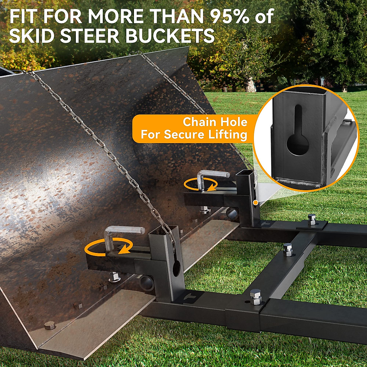 YINTATECH 60" 2000lbs Clamp on Pallet Forks Heavy Duty Tractor Forks with Adjustable Stabilizer Bar Tractor Bucket Forks for Tractor Attachments, Skid Steer, Loader Bucket