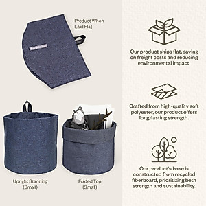 Bigso Box of Sweden Soft Hang Around Hanging Storage Basket Small | For Organizing Everyday Necessities | Collapsible Wall Hanging Storage Basket for Closets | 6.7" x 6.7" | Small | Navy