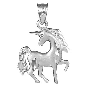 Animal Kingdom .925 Sterling Silver Satin Finish Unicorn Charm Pendant