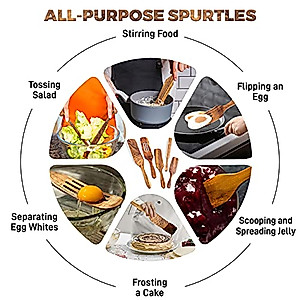 Wooden Spurtle Set Of 5 For Cooking, Acacia Wooden Utensils For Cooking, Wooden Spoons for Cooking, Non-Stick Tool Sets, Versatile Tools, As Seen On TV Bamboo Spatulas, Premium Utensil Spoons