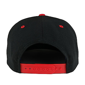 Trendy Apparel Shop Flexfit Brand Premium Two Tone Classic Flatbill Snapback Cap - BLACK RED