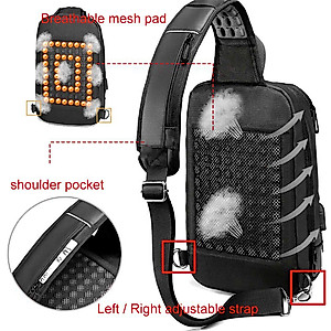 TUCUXY Sling Backpack for Men Cross Body Shoulder Bag with USB Waterproof Lightweight 10.5 Inch