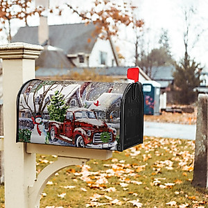 Red Buffalo Plaid Snowman Xmas Mailbox Covers - Winter Post Box Cover with Magnetic Closure - Waterproof & Standard Size 21x18 inch for Garden Yard Home Decor