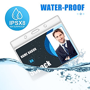 Chinco 50 Pieces Magnetic Name Badge Holder Waterproof Magnet Name Tags Magnetic Name Holder Clear Plastic ID Card Holder for Conferences Office Events Teachers Doctors Nurses (Horizontal)