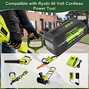 2 Pack 6.0Ah 40 Volt Replacement for Ryobi 40V Battery and Charger Kit Compatible with Ryobi 40 Volt Battery Lithium OP4040 OP40401 OP4026 OP40261 OP4050 OP40201 OP40601 (Green)
