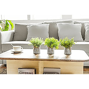 Mkono Mini Fake Plants in Farmhouse Galvanized Metal Pots Table Centerpiece Rustic Home Decor, 3 Pack Lightweight Potted Artificial Plants Faux Eucalyptus for Indoor Shelf Dining Room Office Decor