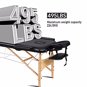Careboda Professional Massage Table Foldable Massage Bed 3 Fold with 4cm High Density Sponge Robust Beechwood Legs Carrying Bag Full Accessories for Spa Salon Tattoo Beauty