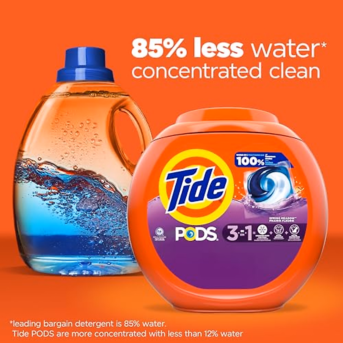 Tide PODS laundry detergent pacs, 3-in-1 Stain Remover, Odor Fighter, Color Protector, 112 Count, HE compatible, Spring Meadow Scent