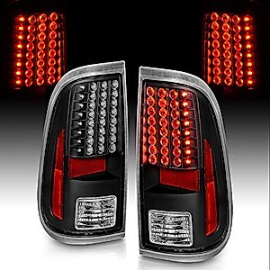 AmeriLite for 08-16 Ford F250 F350 F450 Super Duty Pickup Truck Black LED Replacement Brake Lamps Taillights Set - Passenger and Driver Side