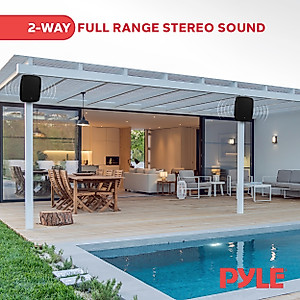 Pyle Outdoor Waterproof Wireless Bluetooth Speaker - 6.5 Inch Pair 2-Way Weatherproof Wall/Ceiling Mounted Dual Speakers w/Heavy Duty Grill, Universal Mount, Patio, Indoor Use PDWR64BTB (Black)