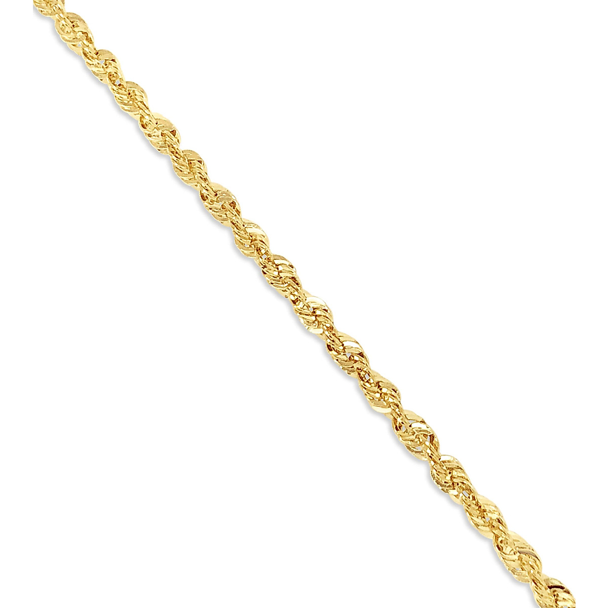 Olive & Chain 14k Solid Gold Rope Chain Bracelet for Men/Women, Diamond Cut, Yellow Gold, Hypoallergenic, Lobster Clasp Closure