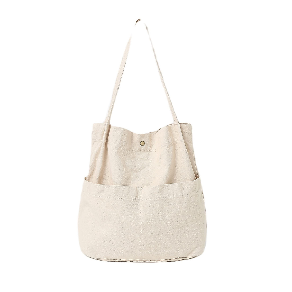 Jeelow Canvas Bucket Tote Shoulder Bag Handbag Purse Women (Beige)