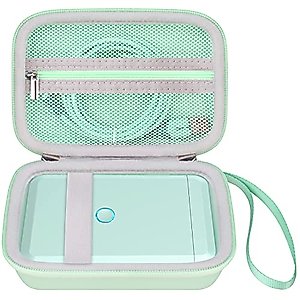 Elonbo Label Maker Carrying Case for JADENS D110 Portable Bluetooth Label Printer,Small Mini Thermal Sticker Printer Storage Holder,Extra Pocket Fits Label Paper,User Manual,Type C Charging Cord,Green