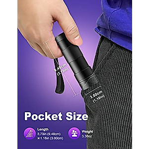 Fulighture Black Light Flashlight Mini, Small UV Black Light for Pet, Urine Detection for Dog Cat, Portable Ultraviolet Blacklight Flashlights 395nm, Resin Curing, Bed Bug, AAA Batteries Included