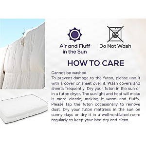 MIINA Japanese Futon Mattress, Made in Japan King (78"×78") White, Foldable Floor Lounger Bed Tatami Mat, Roll Up Sleeping Pad, Shikibuton