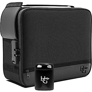 Herb Guard XL Smell Proof Bag & Stash Box with Combo Lock (Case Holds Up to 5 Ounces) - Includes YKK Zippers, 250ml / Half oz Smell Proof Jar, Built in Tray & Travel Bags (Black)