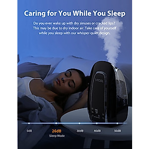 Humidifiers for Bedroom, Vycol 5.6L Smart Cool Mist Humidifier with Humidity Sensor & Timer for Large Room Home, Customized Humidity, Whisper Quiet Ultrasonic Air Vaporizer for Baby and Plants