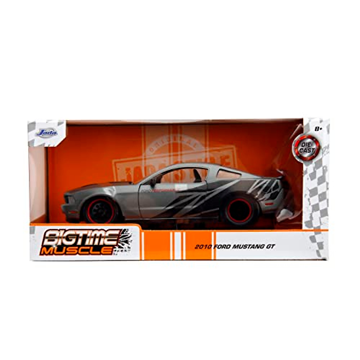 Big Time Muscle 1:24 2010 Ford Mustang GT Die-Cast Car, Toys for Kids and Adults(Charcoal Grey)