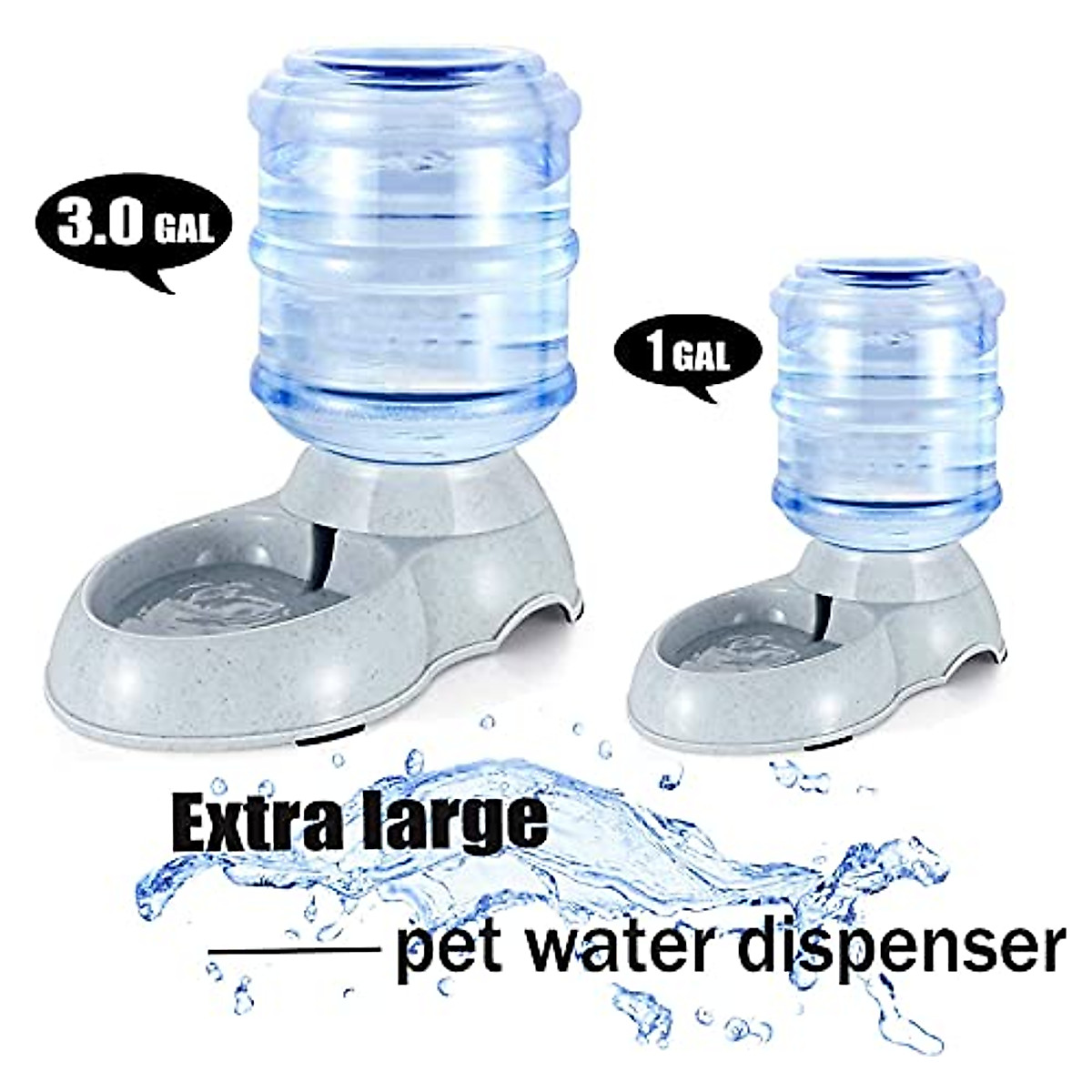Pet Water Dispenser Station, 3 Gallon/11L Replenish Pet Waterer for Big Dog Cat Animal, Automatic Gravity Water Drinking Fountain Bottle Bowl Dish Stand (3 gallons)