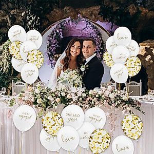 50Pcs Engagement Balloons, Engagement Party Decorations, He Asked balloons, She Said Yes Balloons, Gold Confetti Latex Balloon, Bridal Shower Engagement, Wedding Party Decoration