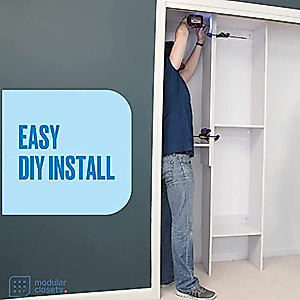 MC Modular Closets Closet Shelves Tower With Hanging Kit - Built In Organizer System Corner Organizers And Storage Shelves Shelving Expands From 52'' 120'' (EXTW-AS-25.5) (Shelves and Drawers), White