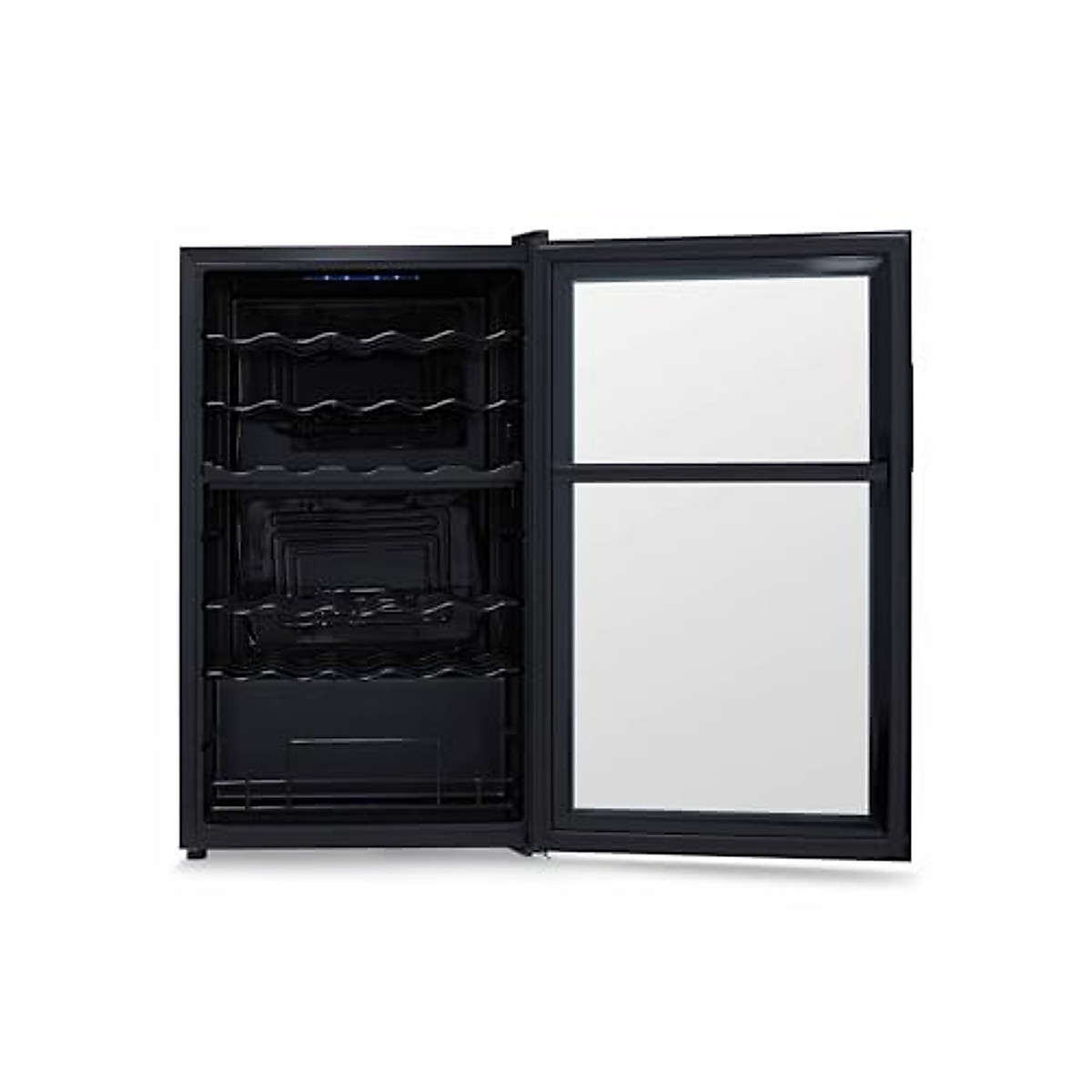 Luma Comfort Shadow Series Wine Cooler Refrigerator 33 Bottle Dual Temperature Zones, Freestanding Mirrored Wine Fridge with Double-Layer Tempered Glass Door & Compressor Cooling,Black
