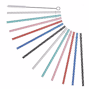 ALINK 10.5" Long Reusable Hard Plastic Straws, Tumblers Replacement Drinking Straws for 32 oz & 20 oz Yeti, RTIC, Mason Jar, Tervis Tumblers, Set of 12 with Cleaning Brush