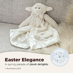 Bearington Baby Lamby Snuggler, 15 Inch White Lamb Plush Stuffed Animal Security Blanket Lovey for Babies, Baptism Gifts for Boys and Girls