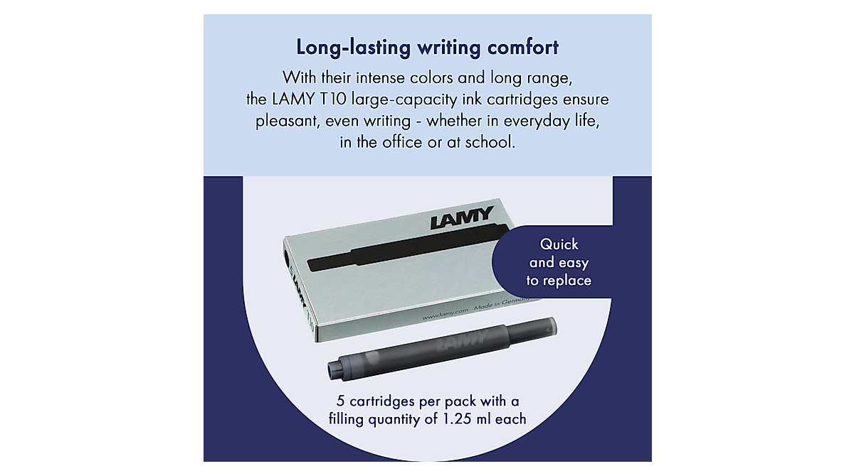 Lamy Black T10 Ink Cartridges – 5 Pack for Smooth Writing