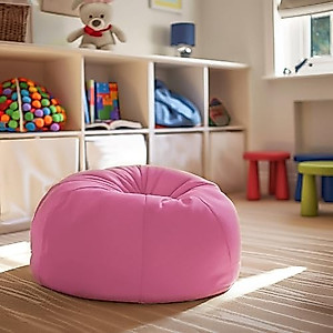 Flash Furniture Dillon Small Bean Bag Chair for Kids and Teens, Foam-Filled Beanbag Chair with Machine Washable Cover, Light Pink