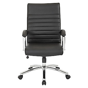 Office Star FL Series Executive Faux Leather Adjustable Office Chair with Built-in Lumbar Support, Mid-Back, Black