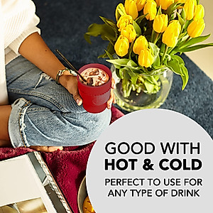 Ecoffee Cup Reusable Sustainable To-Go Travel Coffee-Cup Portable Cups With No Leak Silicone Lid - Dishwasher Safe (14oz, Red Dawn)