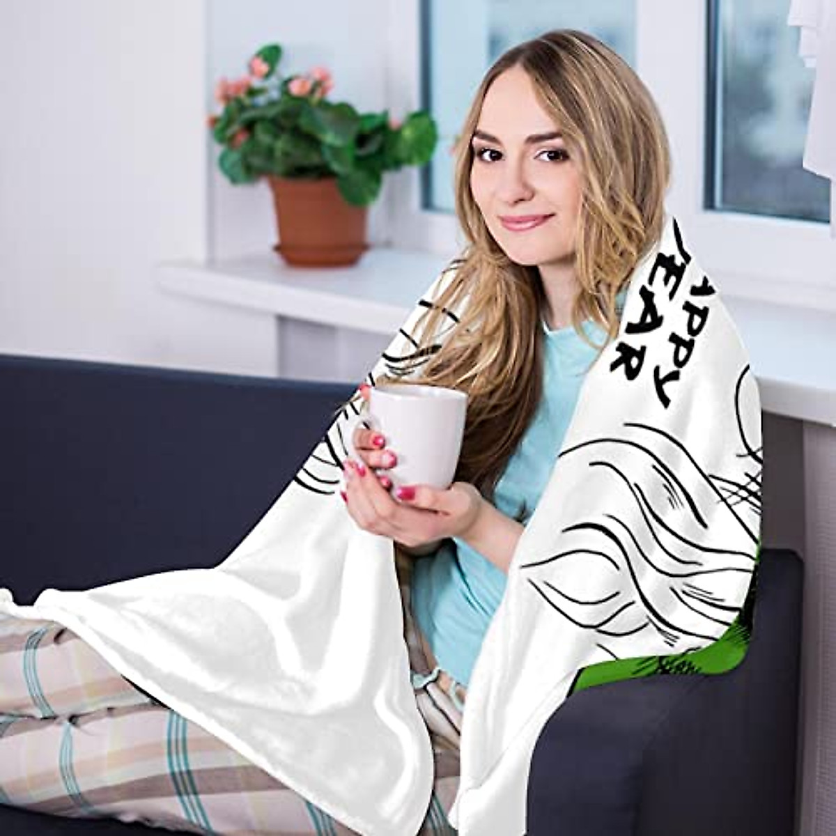 Yorkie Puppy with Santa Antler and Red Glasses Prints Soft Warm Cozy Blanket Throw for Bed Couch Sofa Picnic Camping Beach, 150×100cm