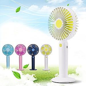 Swiss Crafts SWISSCRAFTS Portable Mini Handheld Fan, USB Rechargeable Personal Fan with Base, 3 Step Speed, 5 Blades, High Compatibility Mini Fan for Office, Outdoor, Camping, Beach(2 Set, Pink)