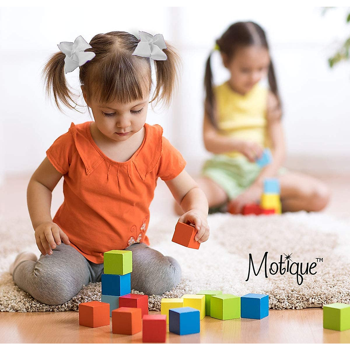 3 Inch Grosgrain Bow for Little Girls- Set of 2 (White)