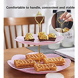 Aebor Cupcake Stand, 3 Tier Plastic Tiered Tray, Dessert Candy Snacks Bread Tower Tray, Plastic Cake Stand for Wedding Home Holiday Birthday Christmas Party Decor (Pink)