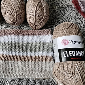 1 Skein YarnArt Elegance Sparkly Yarn, Cotton Metallic, 50 g (1.76 oz), 130 m (142 yd), Yarn Weight 2 : Fine-Sport, Sax Blue - 106